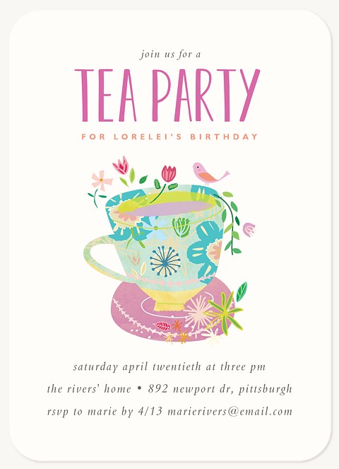 Time for Tea | Girl Birthday Party Invitations